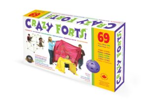 crazy forts! 69 piece buildable indoor/outdoor play fort playset, diy, build your own, steam toy , purple