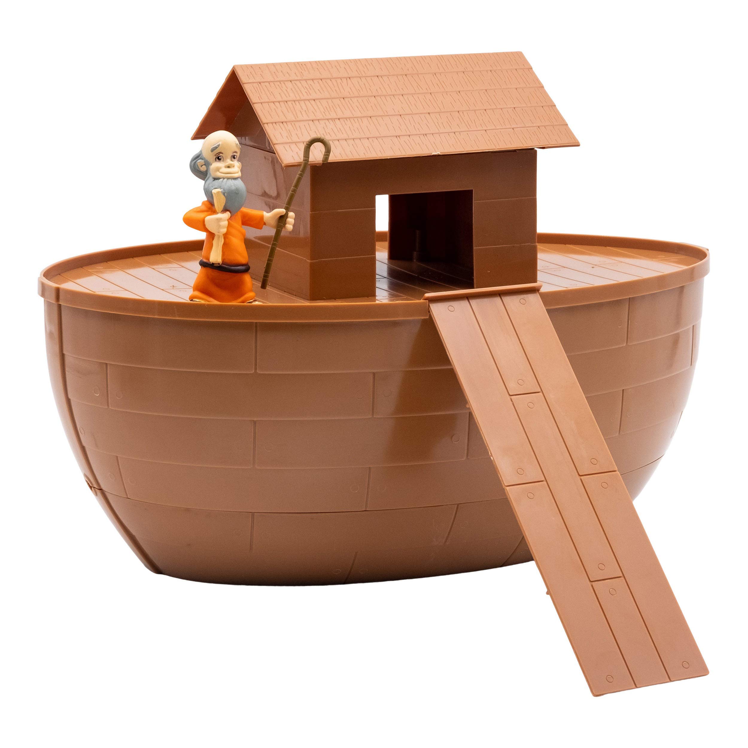 Bible Toys Noah's Ark 17 Piece Playset with Noah, 14 Animals and Floating Ark- Christian Based Faith Children Toys