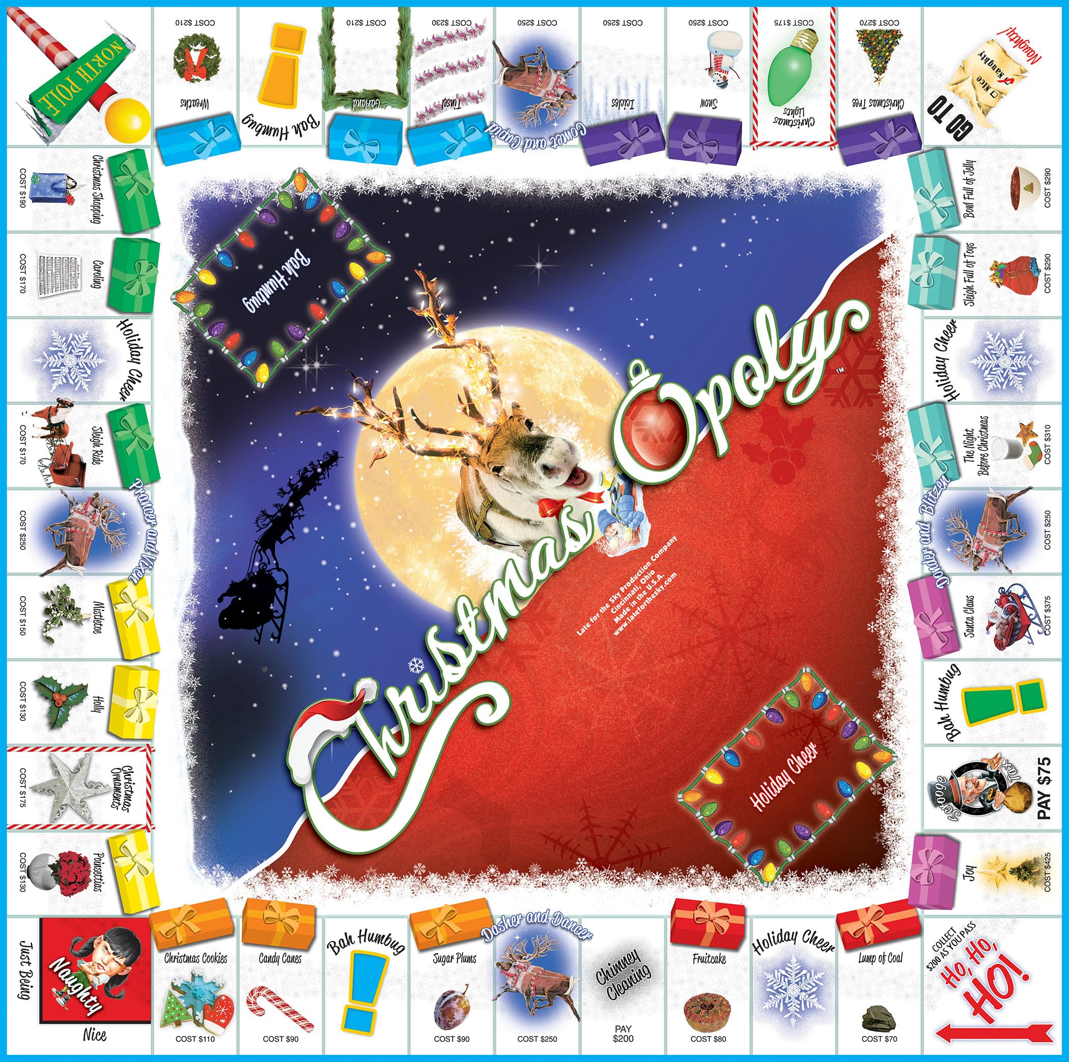 Late for the Sky: Christmas-Opoly, Festive Twist on one of the Most Well Known Board Games, Christmas Theme to Celebrate the Season, For 2 to 6 Players