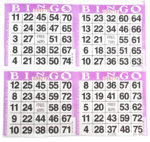 4 on purple bingo paper cards - 750 sheets - 3000 cards