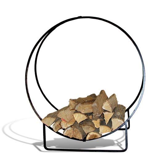 Minuteman International, 36-inch Hoop Log Fire Wood Holder, Black