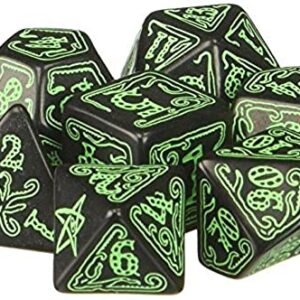 Q-Workshop Call of Cthulhu: Black and Green Dice, Set of 7