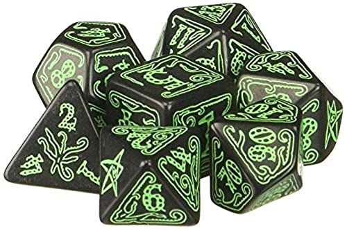 Q-Workshop Call of Cthulhu: Black and Green Dice, Set of 7