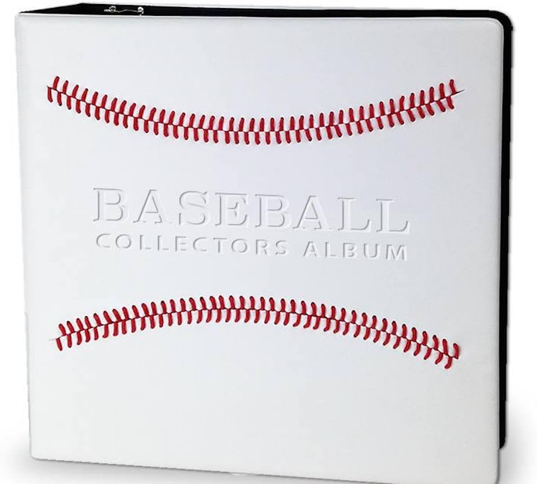 White Stitched Baseball Card Collectors 3-Ringed Album With 3" D-Rings