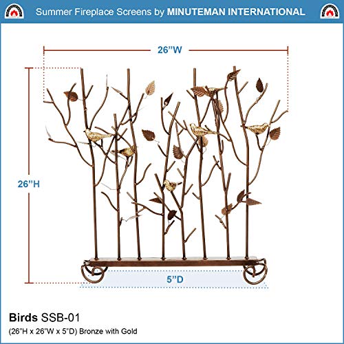 Minuteman International Birds Decorative Fireplace Summer Screen, Bronze 26 x 5 x 26 inches