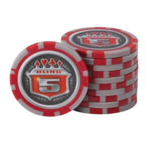 Fat Cat Bling 13.5 Gram Texas Hold 'em Clay Poker Chip Set with Aluminum Case, 500 Striped Dice Chips