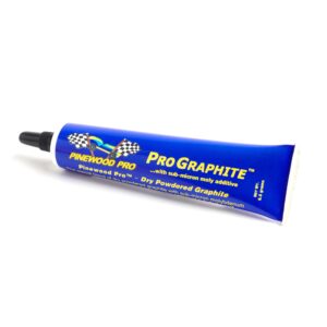 pinewood pro pro graphite: dry graphite lubricant blended with molybdenum in an easy-squeeze tube for use on pinewood derby car axles | increase your speed by reducing friction!