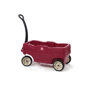 step2 neighborhood wagon, kids ride on toy, stroller substitute, includes seat belts, made of durable plastic, max weight 75 lbs., for toddlers 1.5-5 years old, red