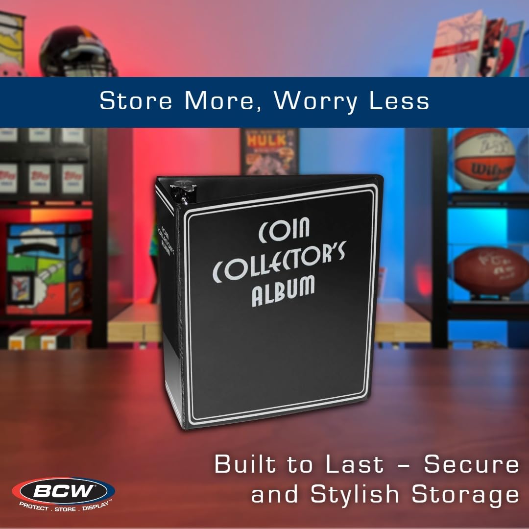 BCW Album - Coin Collectors - Black | 3-Inch Binder | Holds 90 Pages