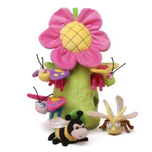 plush bug flower house with bugs - five (5) stuffed animal bugs and butterflies in play flower carrying house