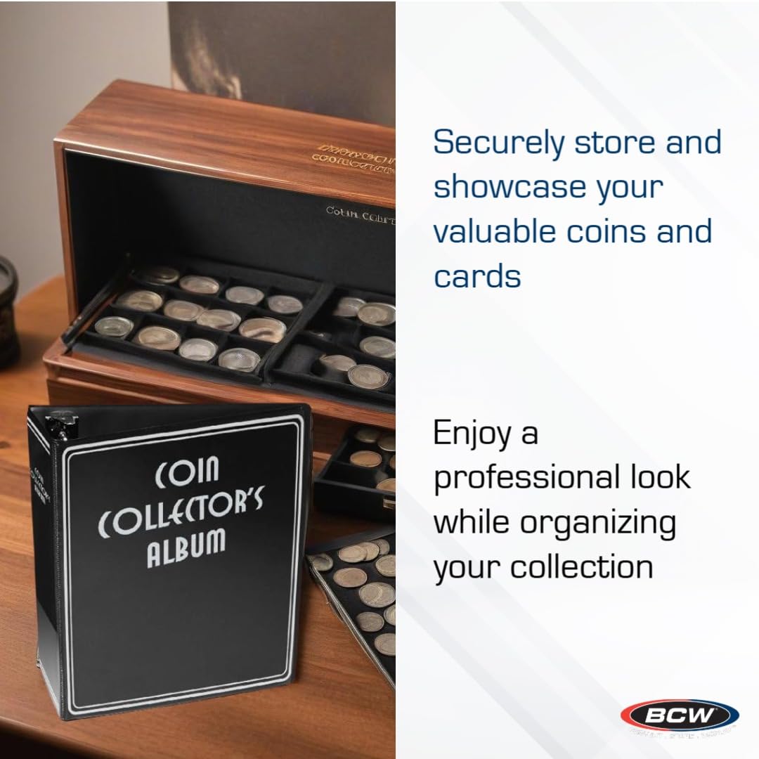 BCW Album - Coin Collectors - Black | 3-Inch Binder | Holds 90 Pages