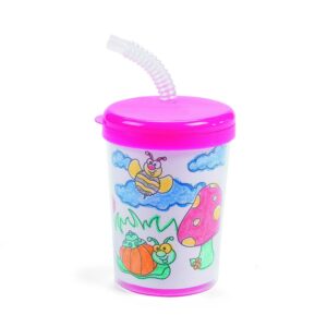 Fun Express Plastic Cups with Lids and Straws- Set of 12, BPA-Free, 8 Oz