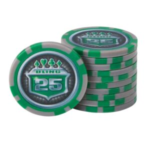 Fat Cat Bling 13.5 Gram Texas Hold 'em Clay Poker Chip Set with Aluminum Case, 500 Striped Dice Chips