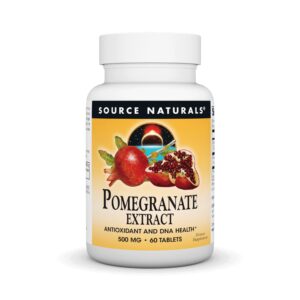 source naturals pomegranate extract 500mg complete whole fruit ellagic acid antioxidant & added fiber - 60 tablets