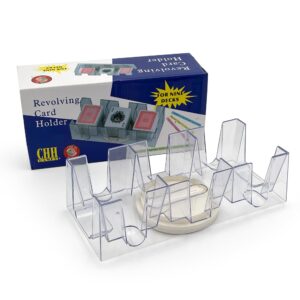 9 deck plastic revolving playing card tray with 3 slots - clear