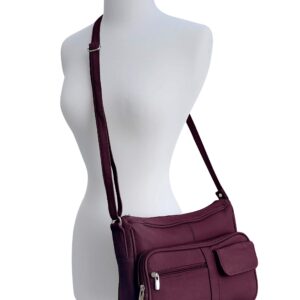 Roma Leathers Women's Wine Red Leather Crossbody Shoulder Bag