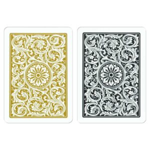 Copag 1546 Design 100% Plastic Playing Cards, Poker Size (Standard) Black/Gold (Regular Index, 1 Set)