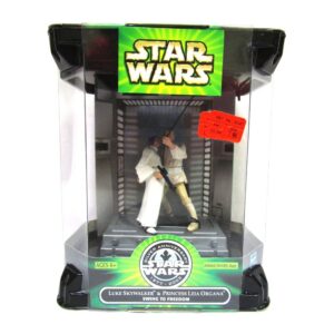 star wars "swing to freedom " luke & leia 1977 - 2002 silver anniversary movie scene action figure set