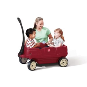 Step2 Neighborhood Wagon, Kids Ride On Toy, Stroller Substitute, Includes Seat Belts, Made of Durable Plastic, Max Weight 75 lbs., For Toddlers 1.5-5 Years Old, Red