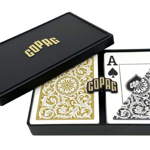 Copag 1546 Design 100% Plastic Playing Cards, Poker Size (Standard) Black/Gold (Jumbo Index, 1 Set)