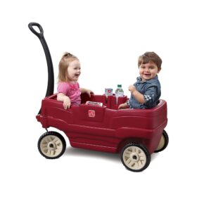 Step2 Neighborhood Wagon, Kids Ride On Toy, Stroller Substitute, Includes Seat Belts, Made of Durable Plastic, Max Weight 75 lbs., For Toddlers 1.5-5 Years Old, Red