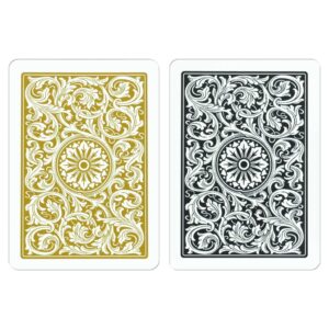 Copag 1546 Design 100% Plastic Playing Cards, Poker Size (Standard) Black/Gold (Regular Index, 1 Set)