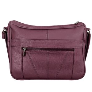 Roma Leathers Women's Wine Red Leather Crossbody Shoulder Bag