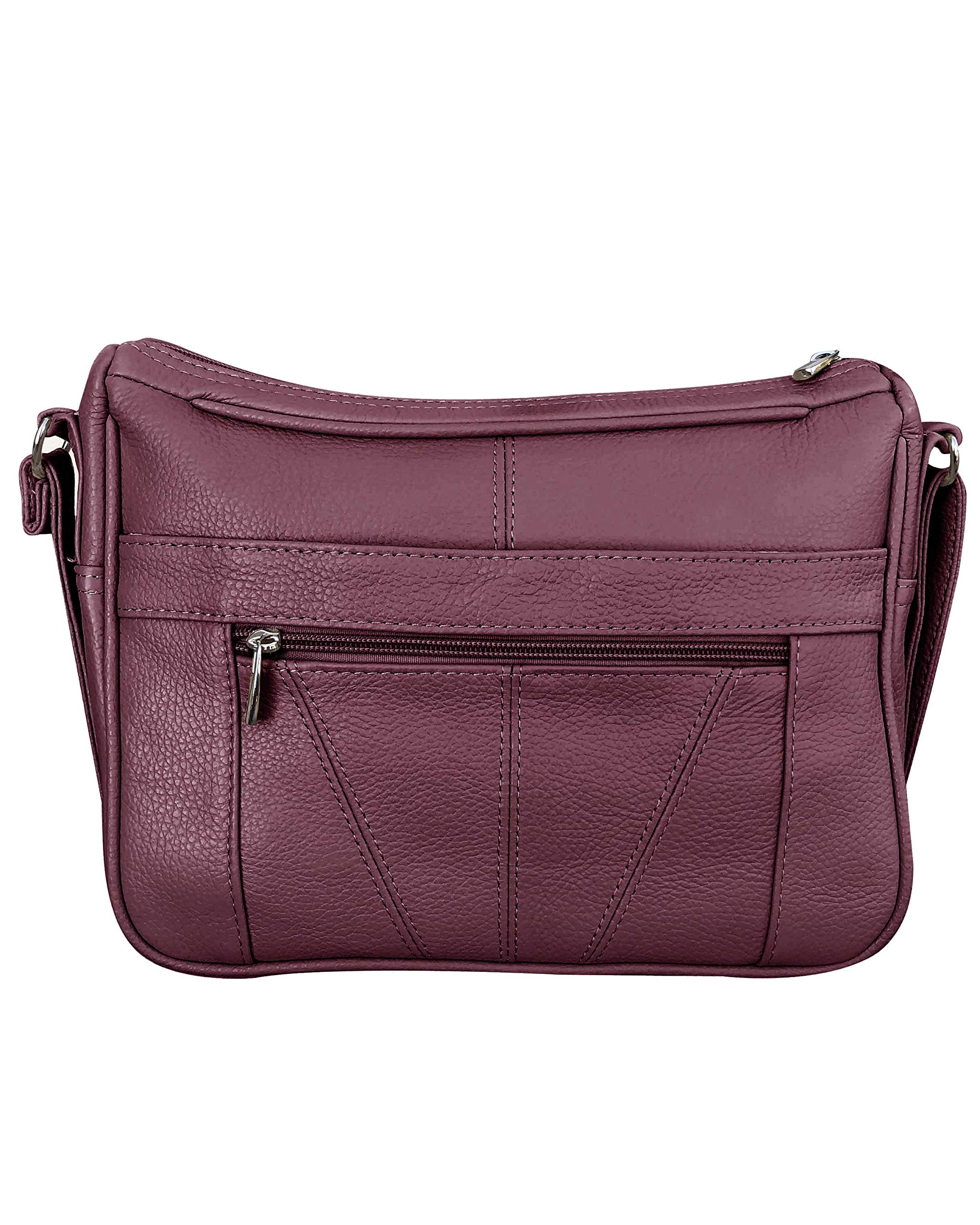 Roma Leathers Women's Wine Red Leather Crossbody Shoulder Bag