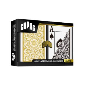 Copag 1546 Design 100% Plastic Playing Cards, Poker Size (Standard) Black/Gold (Jumbo Index, 1 Set)