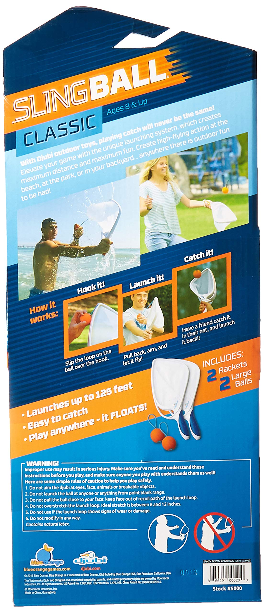 Djubi SlingBall Classic - The Ultimate Game of Catch for Kids and Adults of All Ages - Family and Outdoor Party Games for Ages 8+