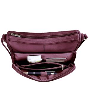 Roma Leathers Women's Wine Red Leather Crossbody Shoulder Bag