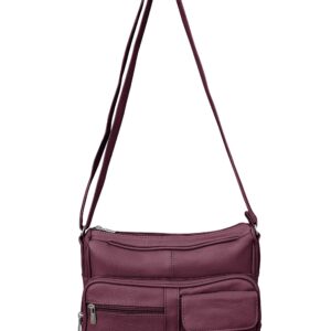 Roma Leathers Women's Wine Red Leather Crossbody Shoulder Bag