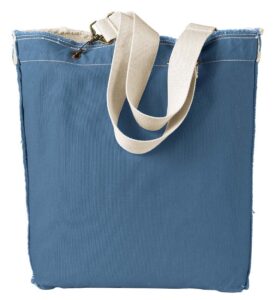 authentic pigment 14 oz. direct-dyed raw-edge tote os bluegrass