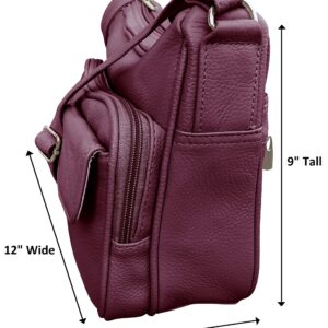 Roma Leathers Women's Wine Red Leather Crossbody Shoulder Bag