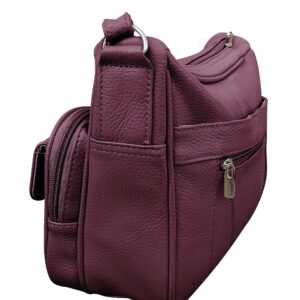 Roma Leathers Women's Wine Red Leather Crossbody Shoulder Bag