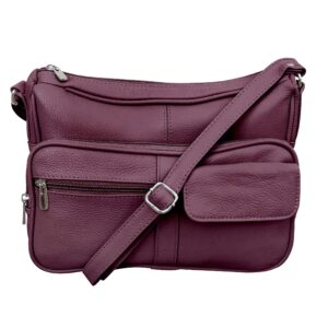 Roma Leathers Women's Wine Red Leather Crossbody Shoulder Bag