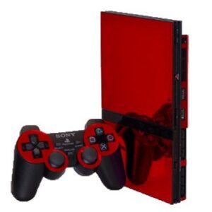 Red Chrome Mirror - Vinyl Decal Mod Skin Kit by System Skins - Compatible with PlayStation 2 Slim Console