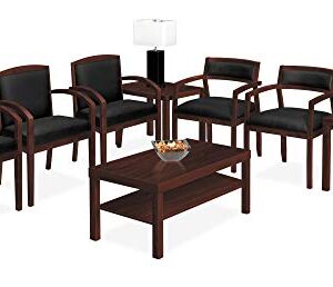 HON Topflight Wood Guest Chair - Leather Seated Guest Chair with Arms, Office Furniture, Mahogany Finish (VL852)