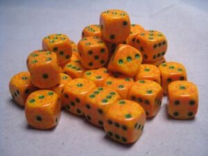 chessex dice d6 sets: lotus speckled - 12mm six sided die (36) block of dice