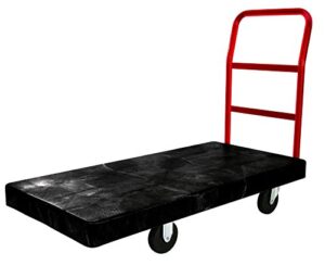 rubbermaid 2-shelf plastic/poly mobile utility cart with lockable wheels, black (rcp4441bla)