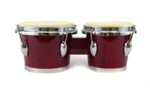 bongos 7" + 8" inch dark red wood dual drums set - world latin percussion - new