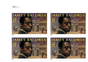 james baldwin ~ black heritage ~ literary arts series #3871 plate block of 4 x 37 cents us postage stamps