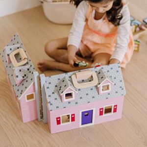 Melissa & Doug Fold and Go Wooden Dollhouse With 2 Dolls and Wooden Furniture,Multi,One Size