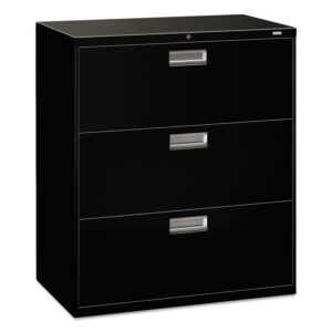 hon 600 series three-drawer lateral file, 36w x 19-1/4d, charcoal