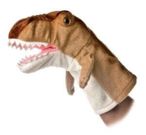 aurora® interactive hand puppet t-rex stuffed animal - storytelling adventures - playful learning - brown 10 inches