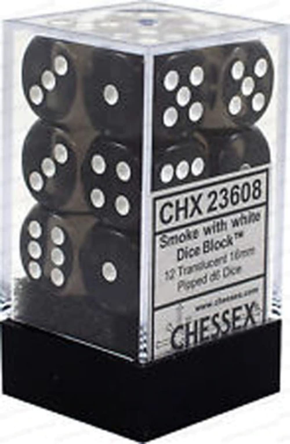 DND Dice Set - Chessex D&D Dice - 16mm Translucent Smoke & White Plastic Polyhedral Dice Set-Dungeons and Dragons Dice Includes 12 Dice – D6, Various (CHX23608)