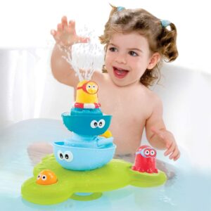 Yookidoo Baby Bath Toy (7 Piece Set) - Stack N' Spray Bathtub Fountain - Magical Spray Fountain for Bathtime Fun