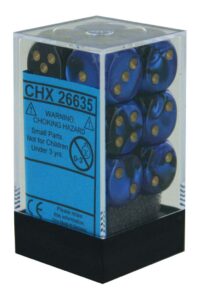 dnd dice set-chessex d&d dice-16mm gemini black, blue, and gold plastic polyhedral dice set-dungeons and dragons dice includes 12 dice – d6,various,chx26635