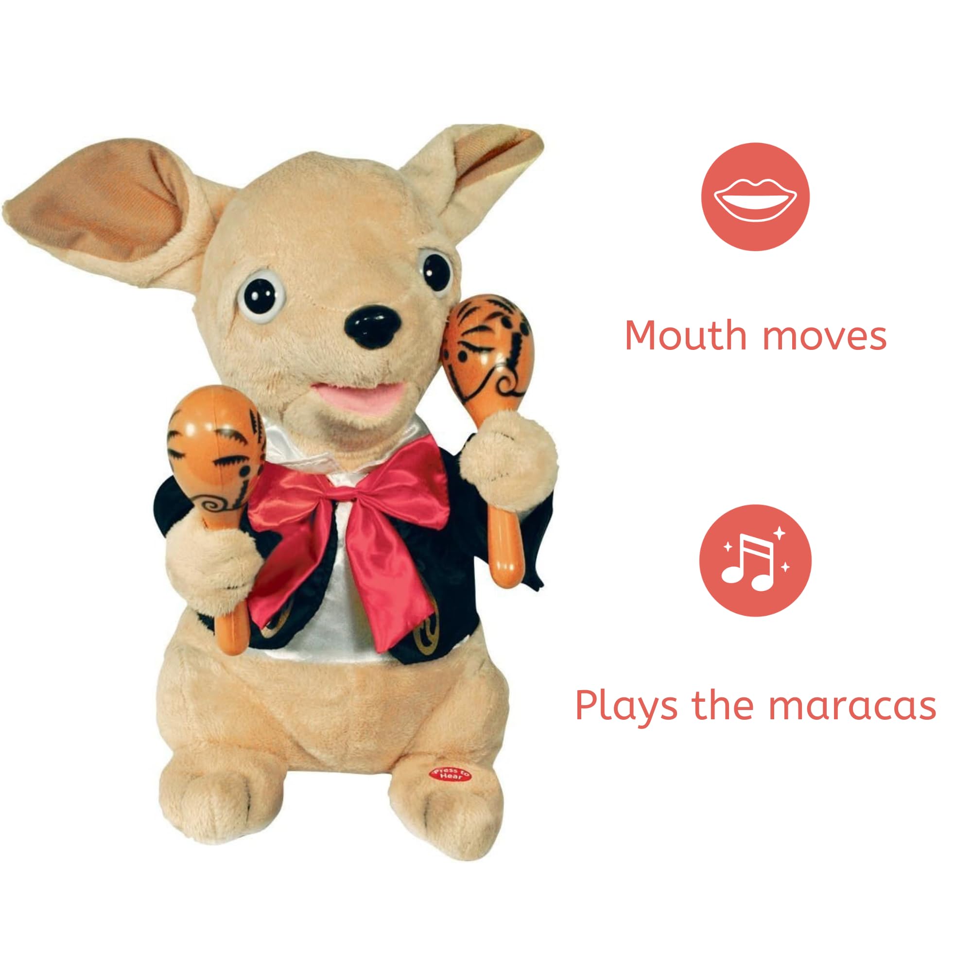 Cuddle Barn Chuey Bamba 12" Singing Chihuahua Animated Plush Toy, Shakes Maracas to La Bamba