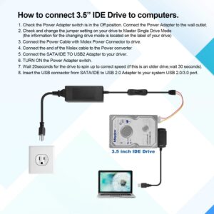 SANOXY A12940 SATA/PATA/IDE Drive to USB 2.0 Adapter Converter Cable Set